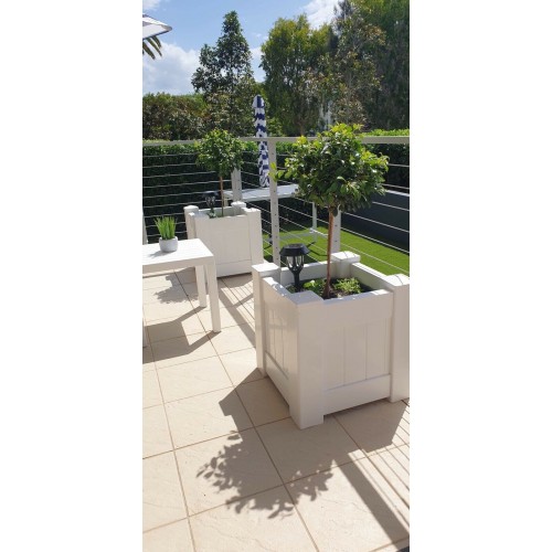 Durable White PVC Planter Box | Hamptons-Style Square Bed